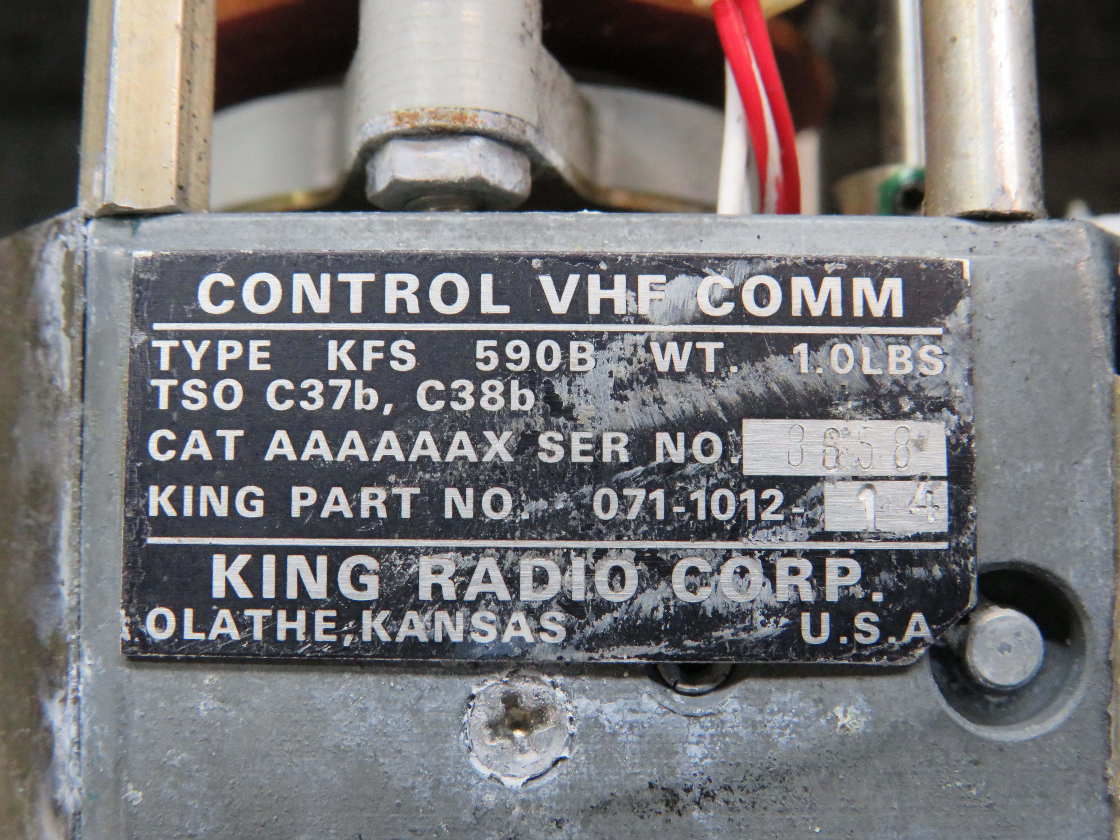 071-1012-1A King Radio KFS-590B Flight VFF COMM Control Assembly For Sale