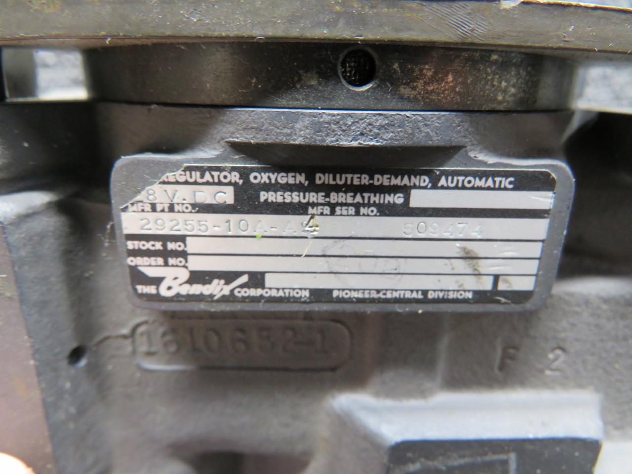 29255-10A-A4 Bendix Oxygen pressure Diluter and Regulator Panel