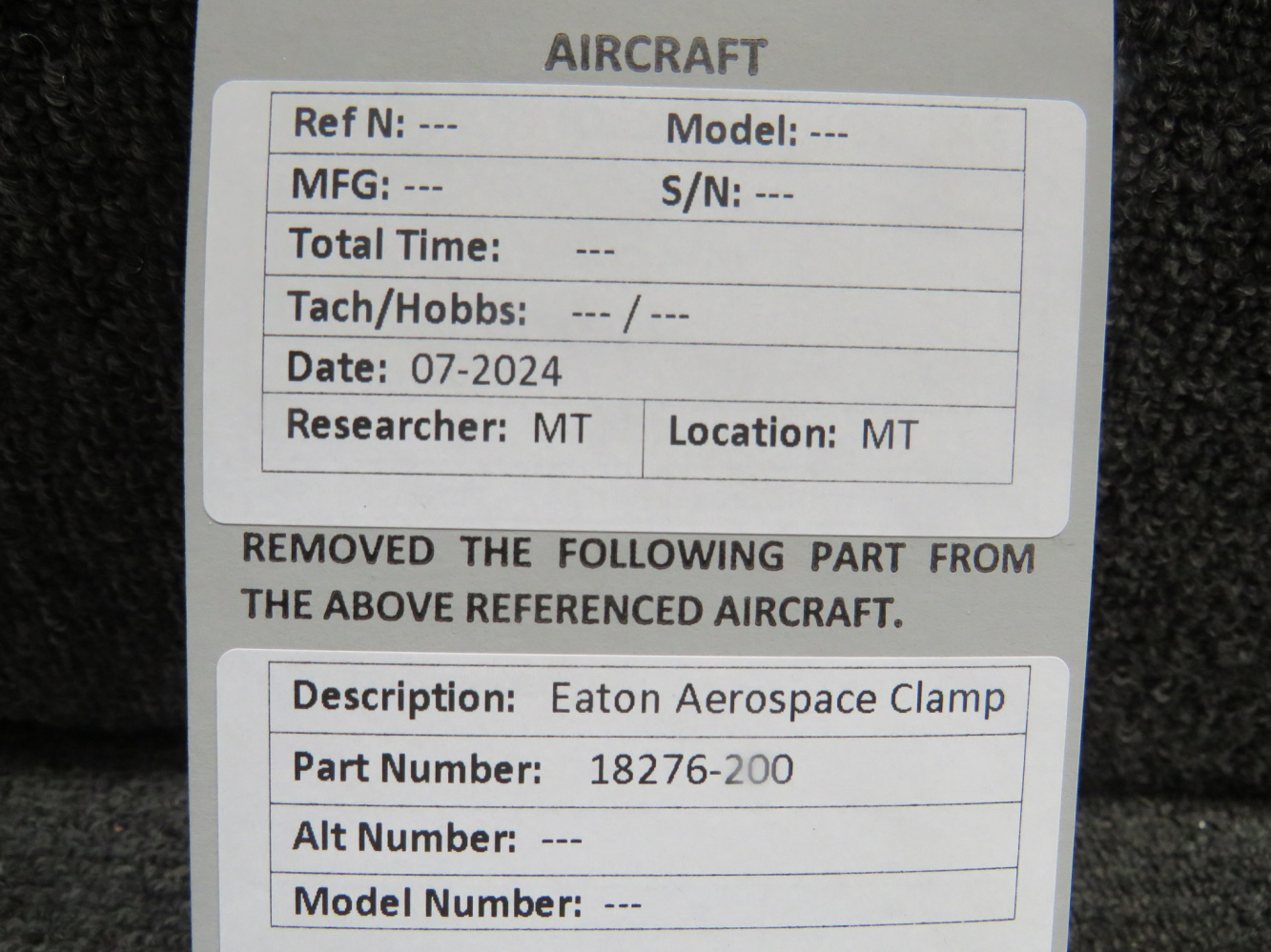 18276-200 Eaton Aerospace Clamp (Nut Torque Spec: 80-90 In./Lbs.)
