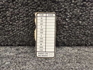 0713819-1 Compass Card Correction Placard (New Old Stock) For Sale