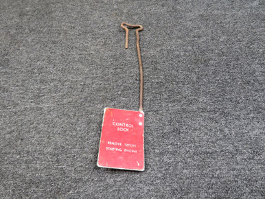 Cessna 210A Control Lock Placard (Scratched Paint, Rusted Lock) For Sale