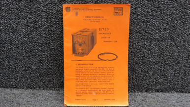 03716-0600 Narco ELT 10 Owner’s Manual, Installation and Pilot’s Guide ...