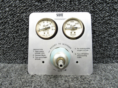 Scott President Oxygen Pressure Dial with Indicator (Missing Lens, Silver) For Sale