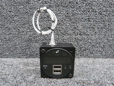 6420093-1 Cessna 402C Mid Continent Inst. MD93 Digital Clock Dual USB Charging Port (10-32V)