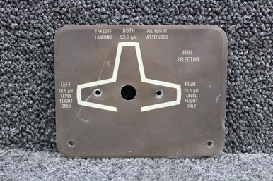 0505095-10 Cessna 172S Fuel Selector Placard (53 Gallon) For Sale