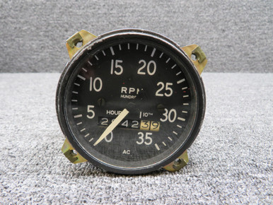 RT-11 AC Recording Tachometer Indicator Gauge (Hours: 2942.39) (Worn Face)