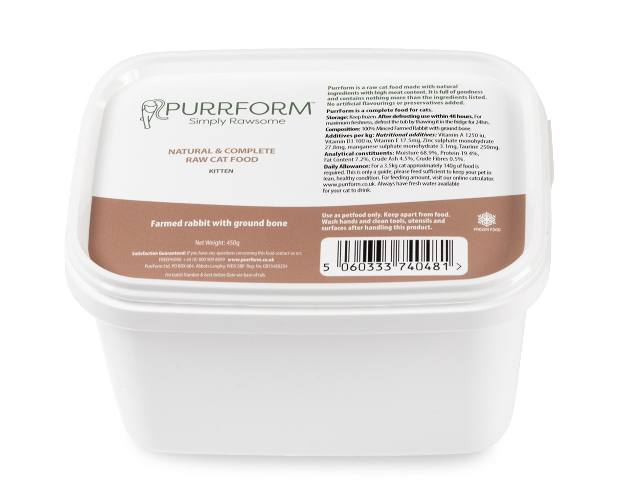 Farmed Rabbit with Ground Bone (Kitten) - Purrform Ltd