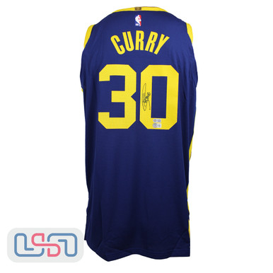 Stephen Curry Signed Warriors Blue Statement Jordan Authentic Jersey ...