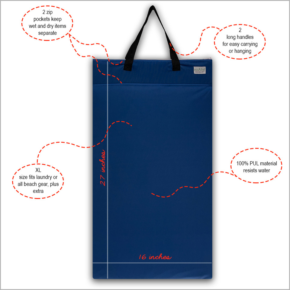 Large Wet Dry Bag 16x27 in — Beach, Diapers, Pool | EcoAble