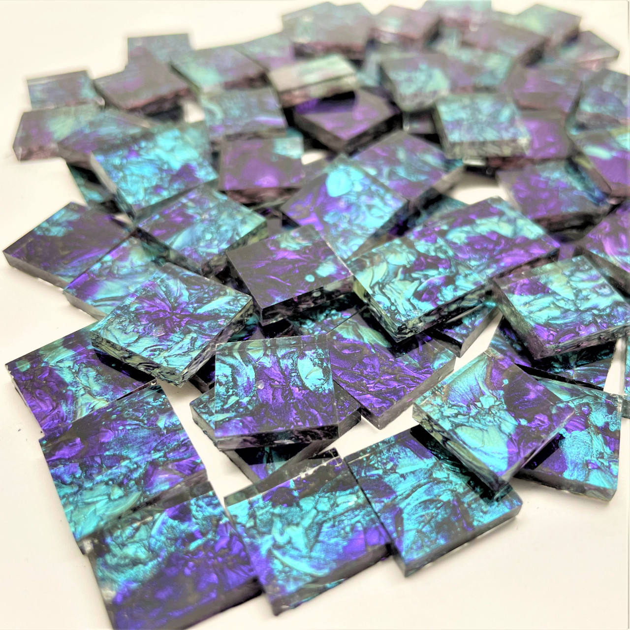 Violet & Bluegreen Van Gogh Stained Glass Mosaic Tiles - Mosaic Tile Mania