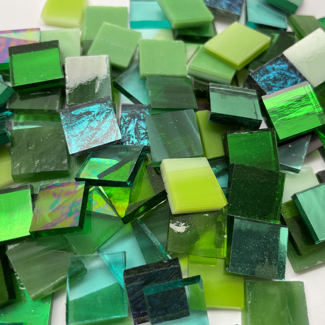 Green Mix Stained Glass Mosaic Tiles - Mosaic Tile Mania