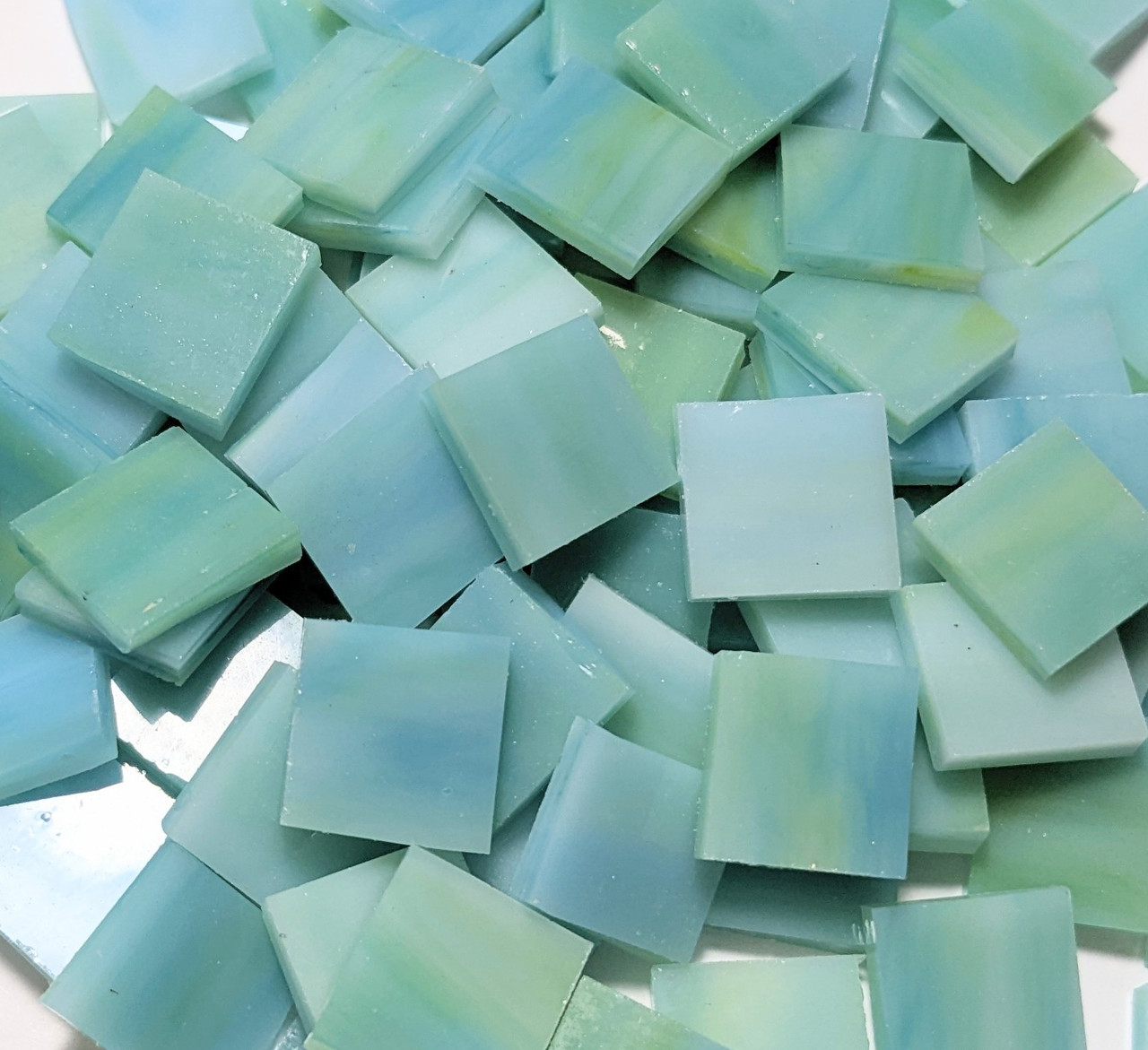 Skydiver Blue & Green Stained Glass Mosaic Tiles - Mosaic Tile Mania