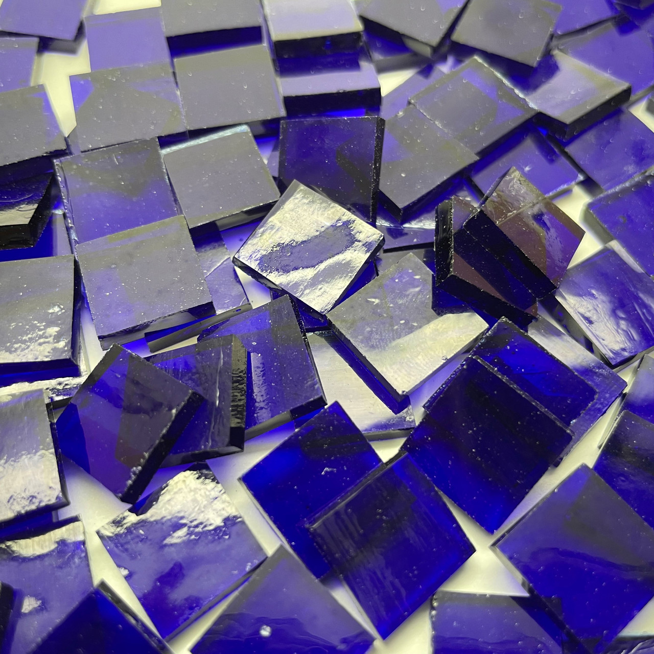 Cobalt Blue Cathedral Stained Glass Mosaic Tiles - Mosaic Tile Mania
