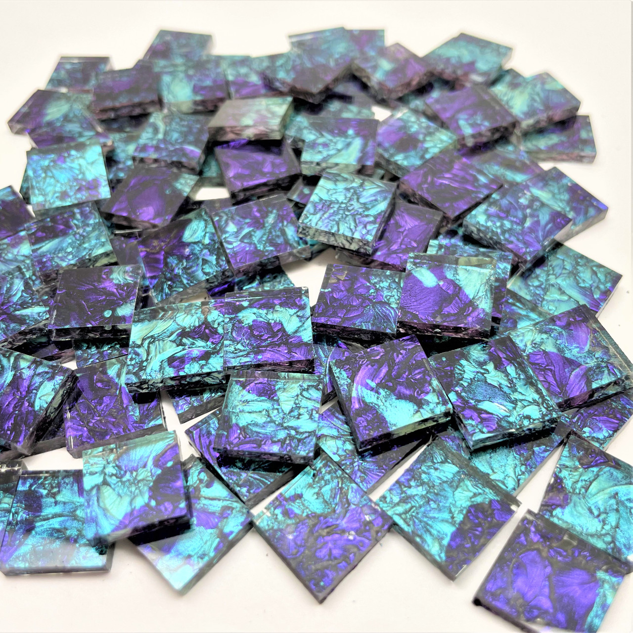 Violet & Bluegreen Van Gogh Stained Glass Mosaic Tiles - Mosaic Tile Mania