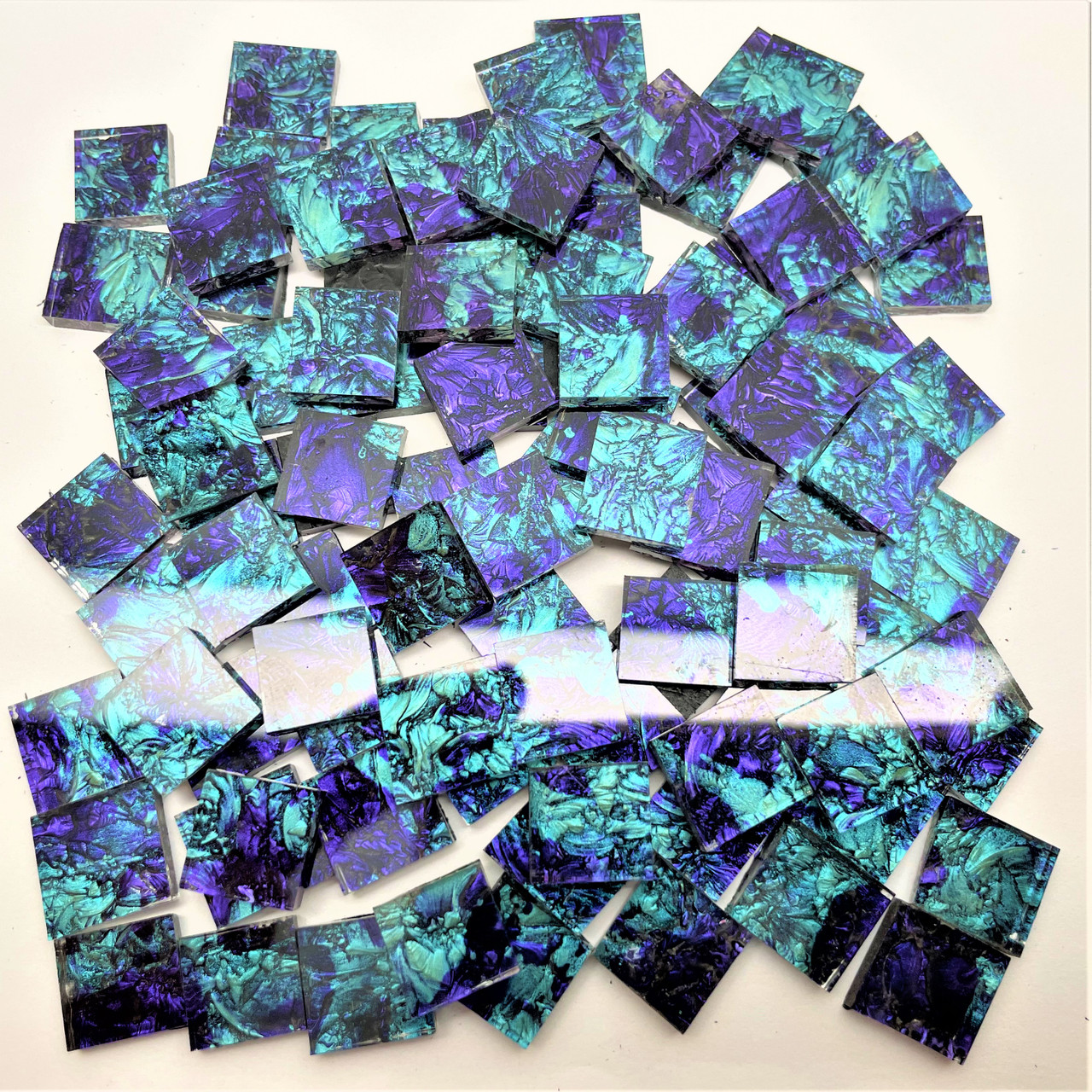 Violet & Bluegreen Van Gogh Stained Glass Mosaic Tiles - Mosaic Tile Mania