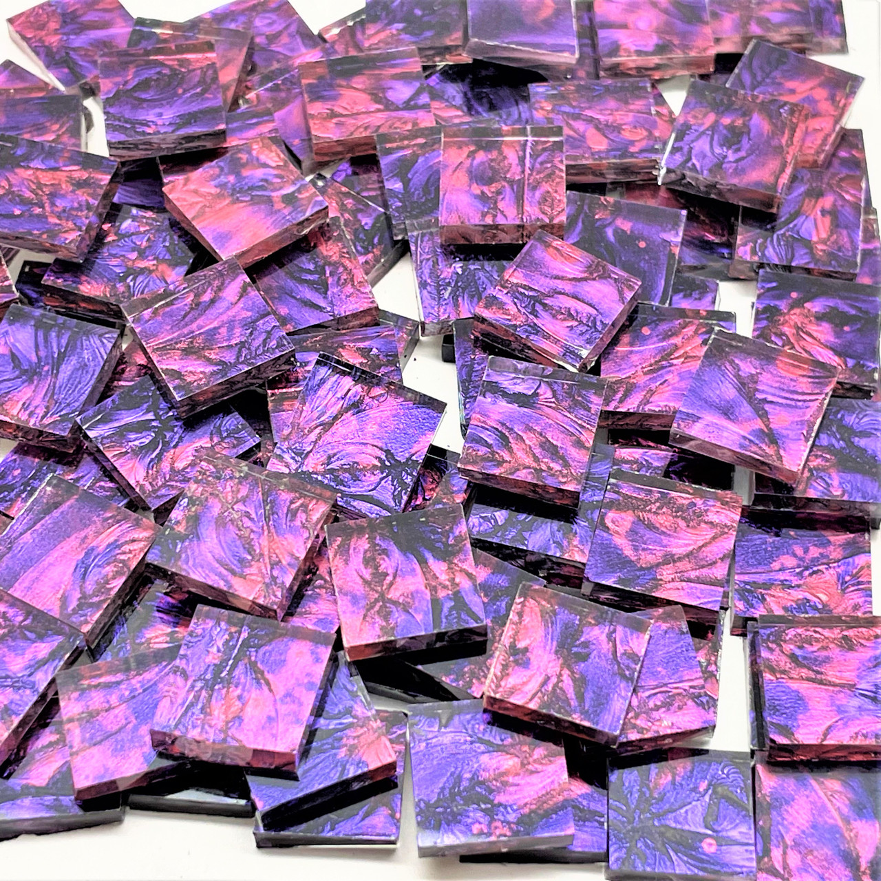 Violet & Fuchsia Van Gogh Stained Glass Mosaic Tiles - Mosaic Tile Mania