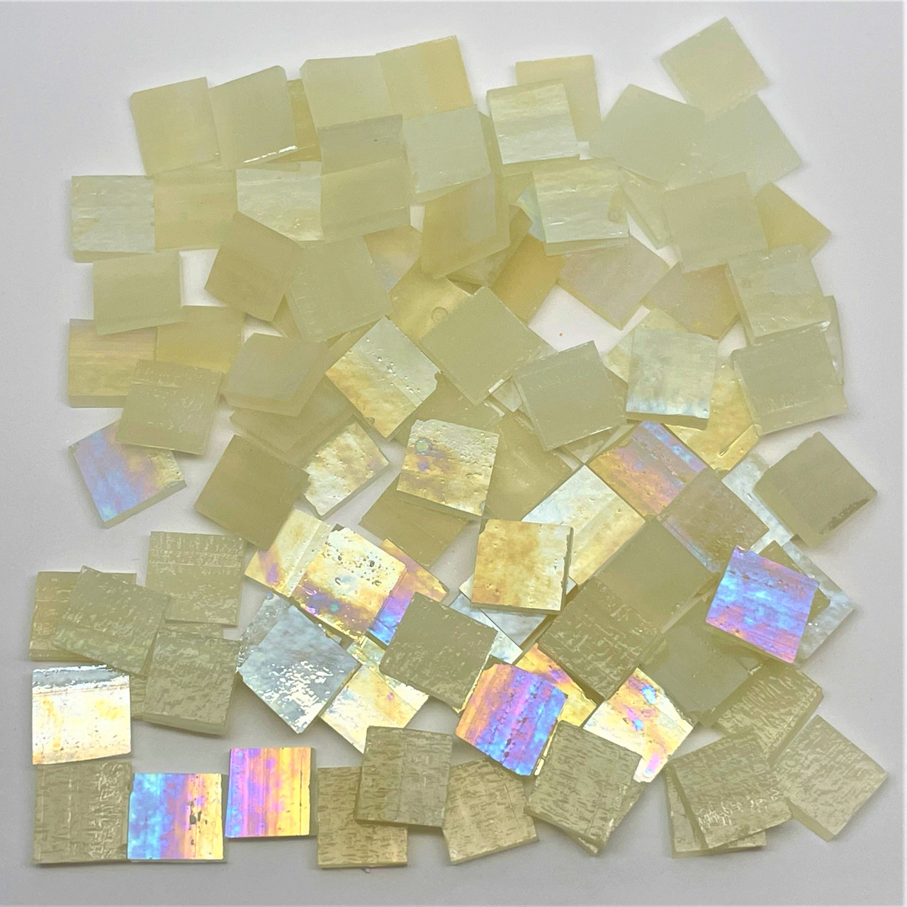 Wispy Light Beige Iridescent Stained Glass Mosaic Tiles - Mosaic Tile Mania