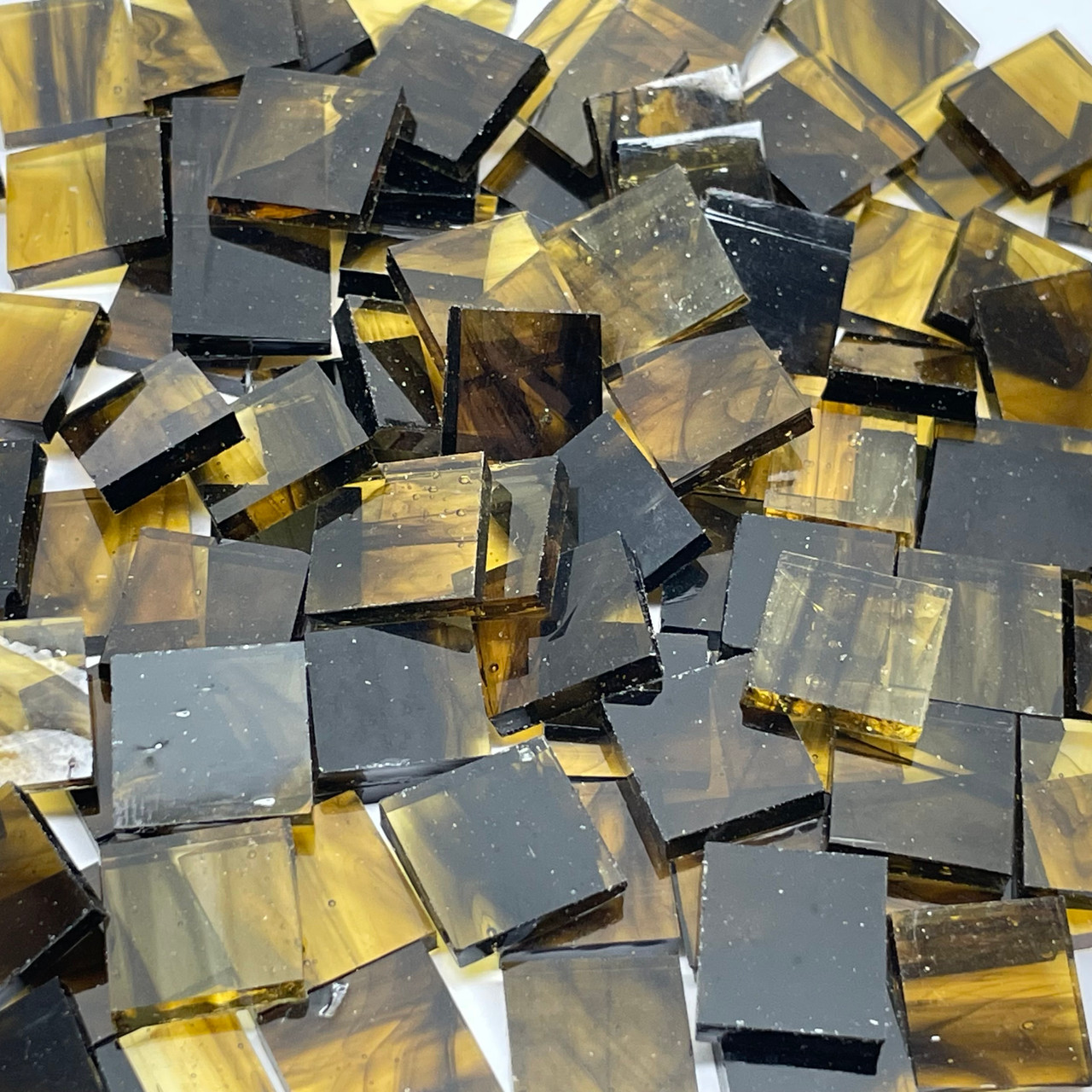 NEW Olive Amber & Clear Streaky Stained Glass Mosaic Tiles - Mosaic ...