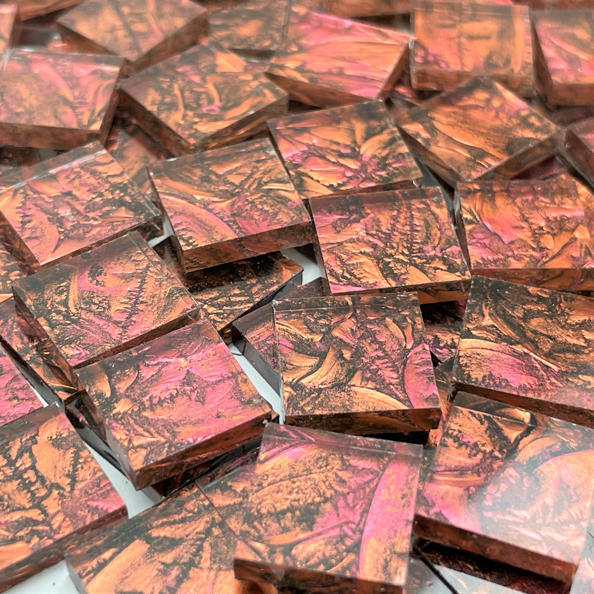 Fuchsia & Copper Van Gogh Stained Glass Mosaic Tiles - Mosaic Tile Mania