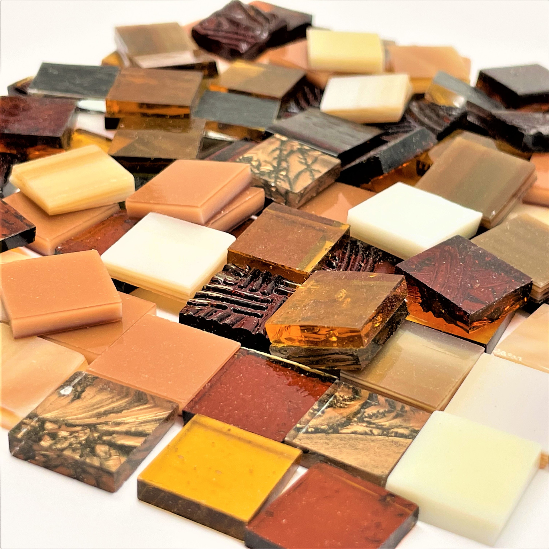 Amber / Autumn Mix Stained Glass Mosaic Tiles - Mosaic Tile Mania