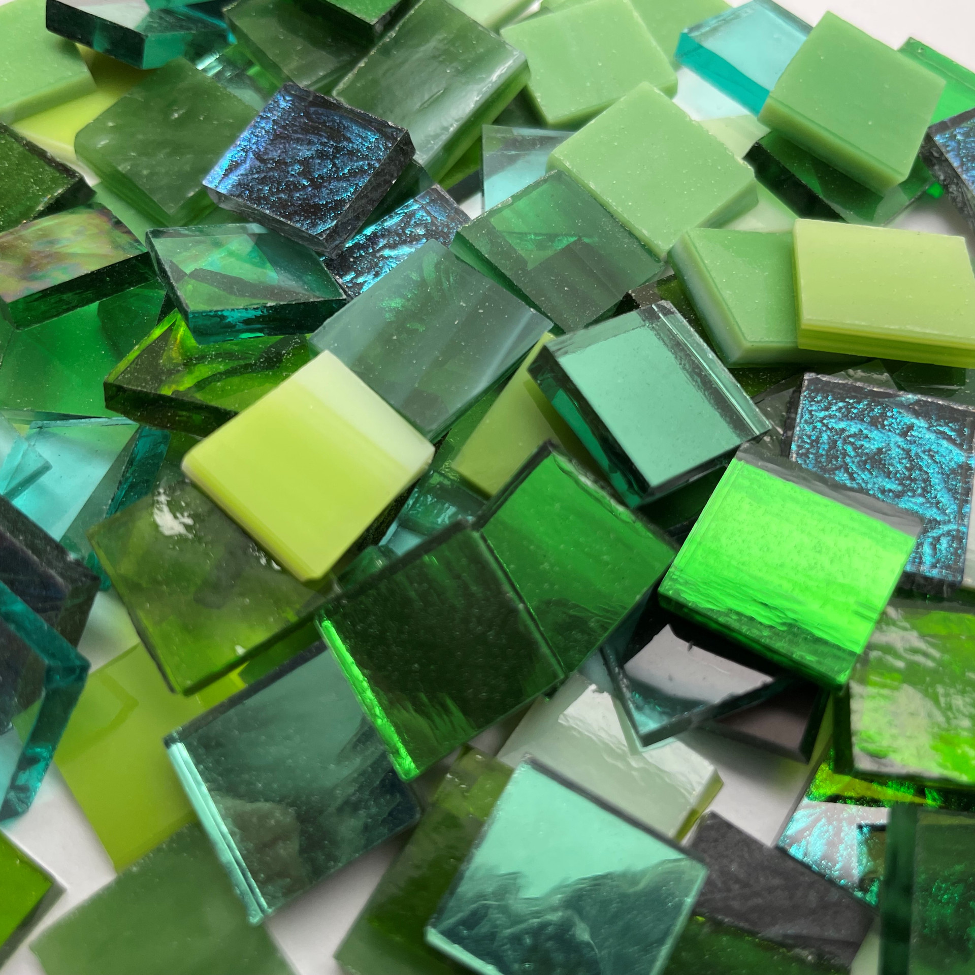 Green Mix Stained Glass Mosaic Tiles - Mosaic Tile Mania