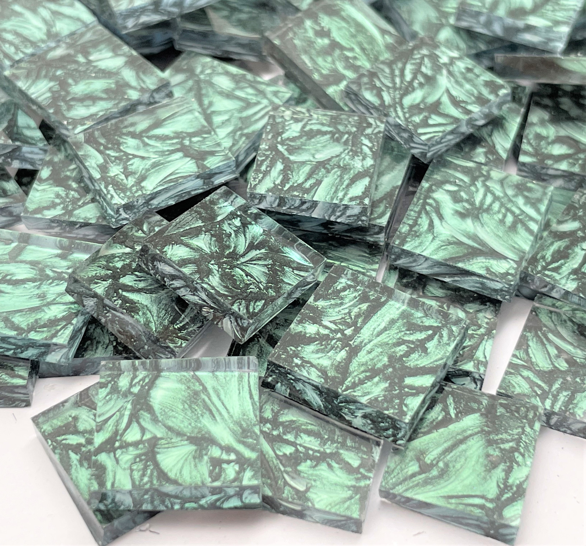 Green Van Gogh Stained Glass Mosaic Tiles - Mosaic Tile Mania