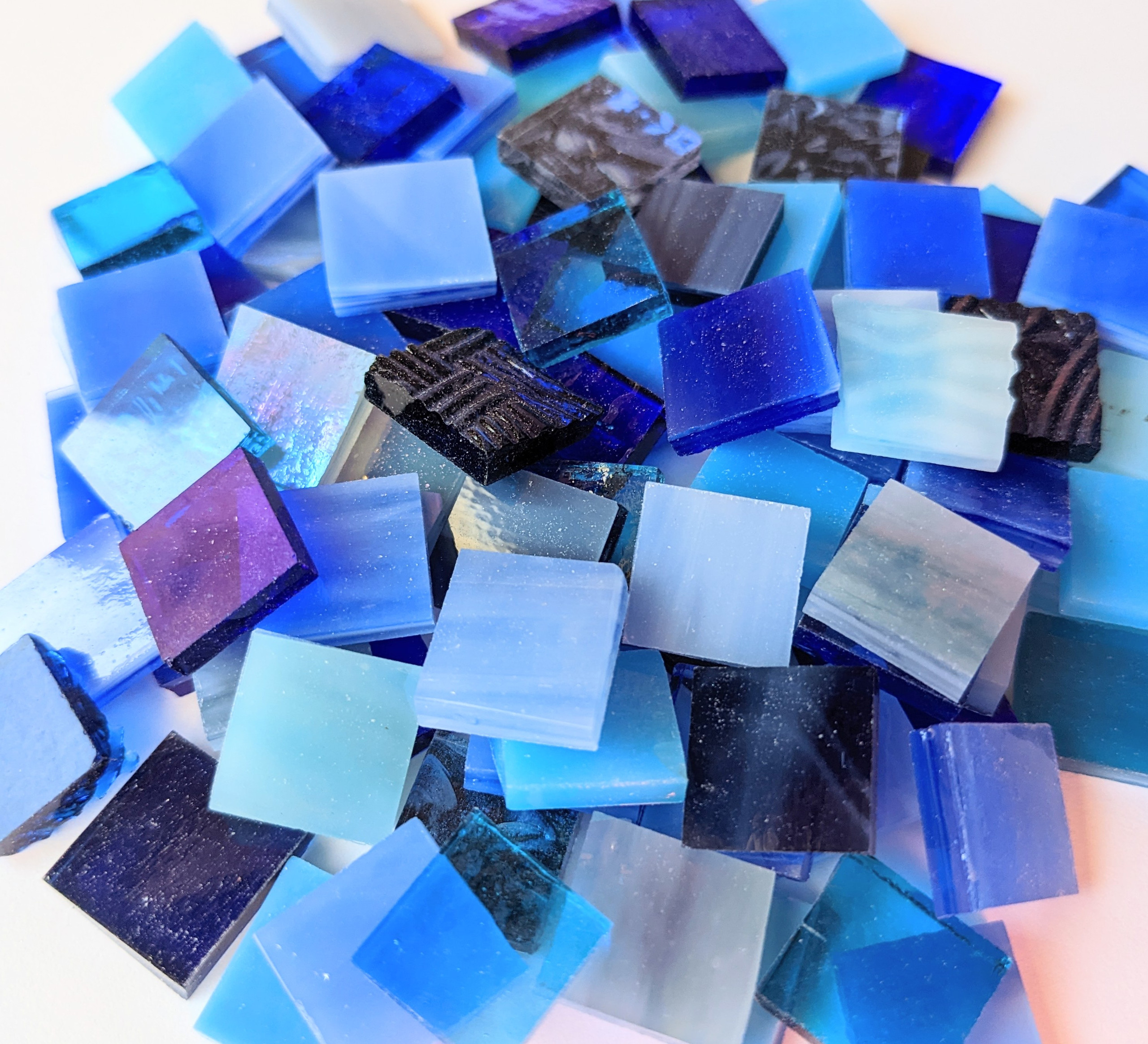Blue Mix Stained Glass Mosaic Tiles - Mosaic Tile Mania