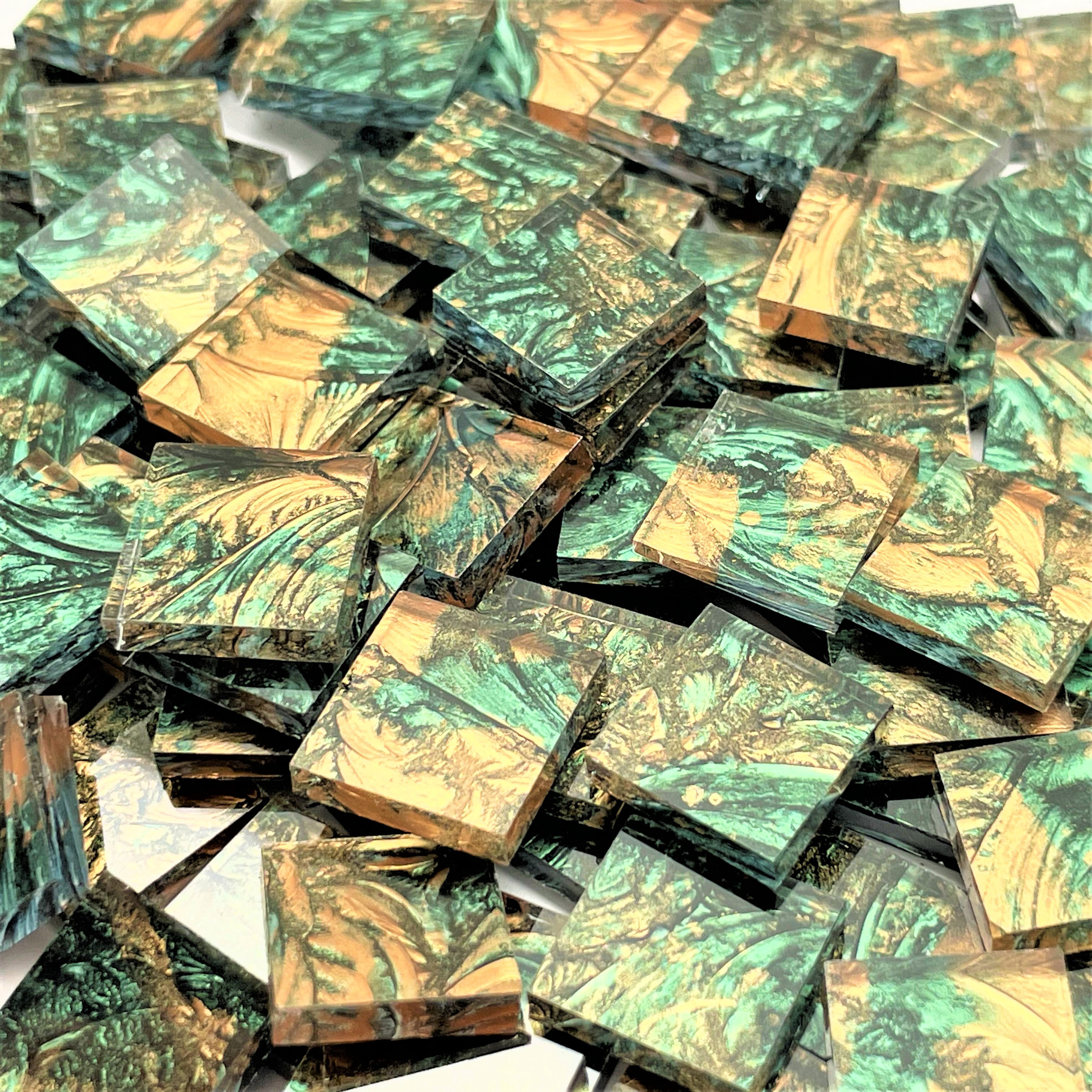 Bronze & Blue Van Gogh Stained Glass Mosaic Tiles - Mosaic Tile Mania