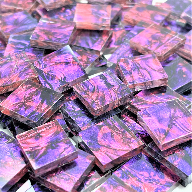 Fuchsia Van Gogh Stained Glass Mosaic Tiles - Mosaic Tile Mania