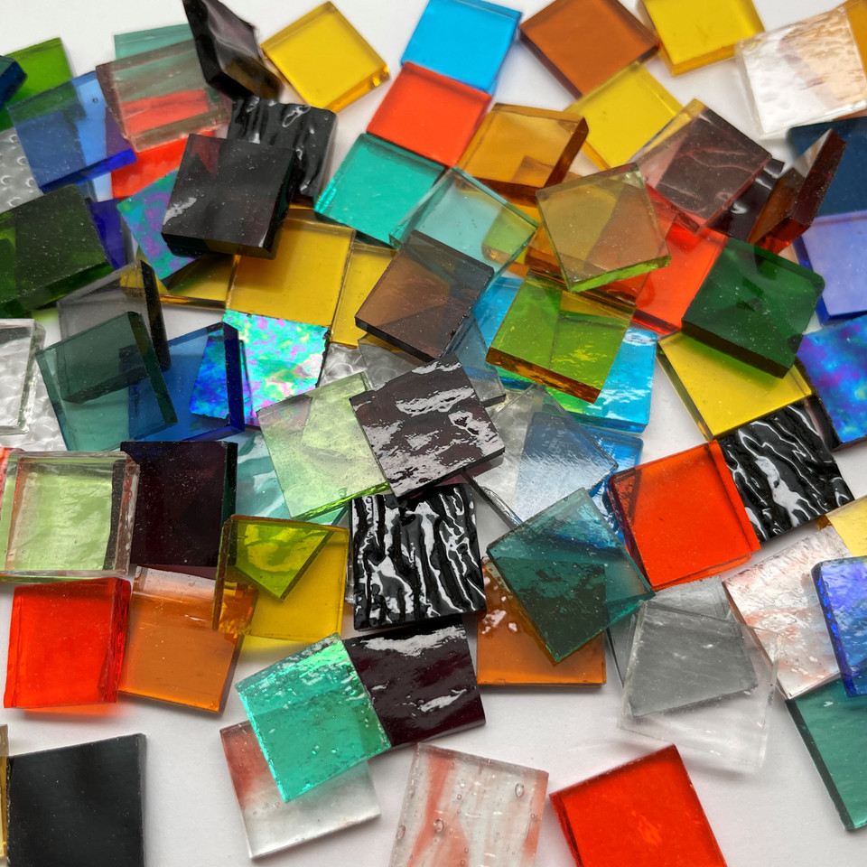 Neutral Mix Stained Glass Mosaic Tiles - Mosaic Tile Mania