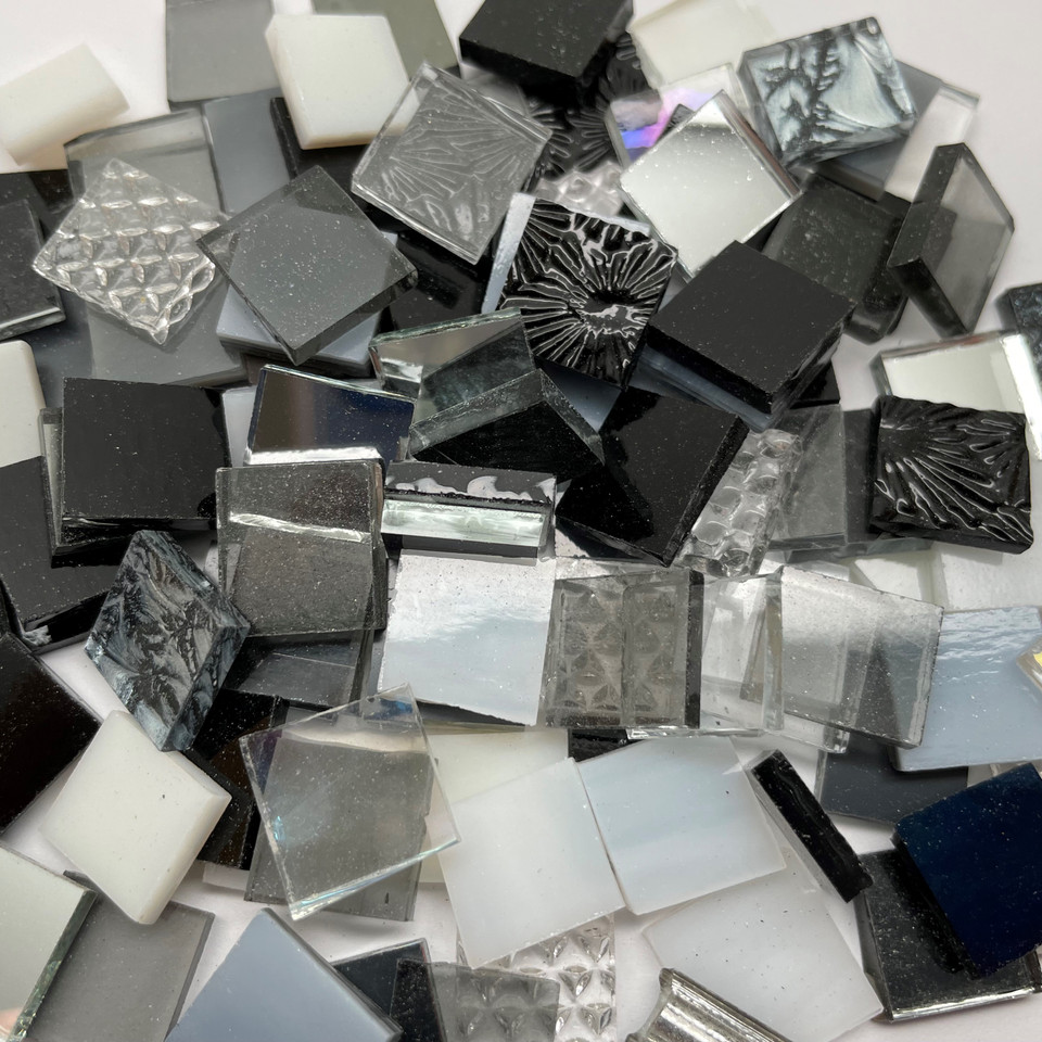Neutral Mix Stained Glass Mosaic Tiles - Mosaic Tile Mania