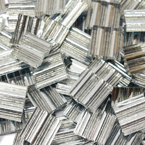 Ruffled Silver Mirror Glass Mosaic Tiles - Mosaic Tile Mania