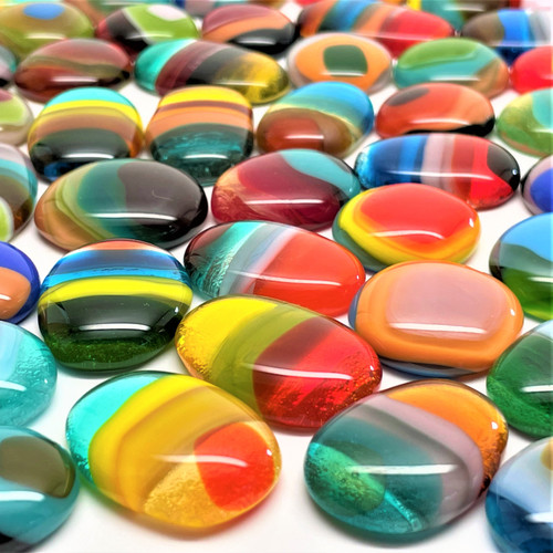 FUSED Stained Glass Tiles, 8pcs, Oval, Round, Oblong & Eggs - Mosaic ...