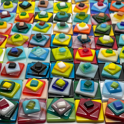 FUSED Stained Glass Tiles, 8pcs, TWISTED PYRAMIDS, Assorted - Mosaic ...