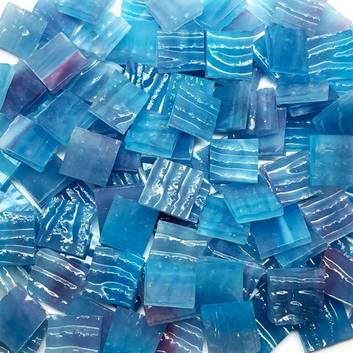 GGG Blue Mountain Ripple Stained Glass Mosaic Tiles - Mosaic Tile Mania