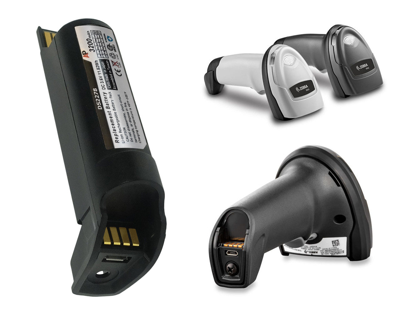 Replacement Battery for Zebra DS22 and DS2278 Series Barcode Scanners ...