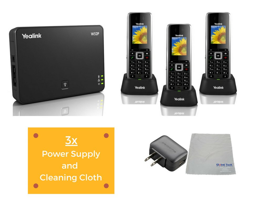 Yealink Cordless Phones Office W52P IP Bundle | DECT Handset, Base Unit ...