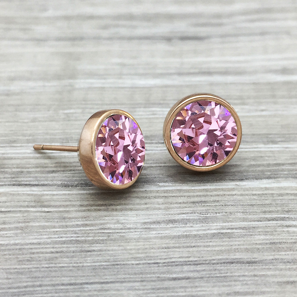 Light Rose Swarovski Stud in Rose Gold - FAB Accessories Inc.