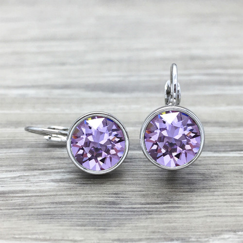 Silver Swarovski Earring in Violet - FAB Accessories Inc.