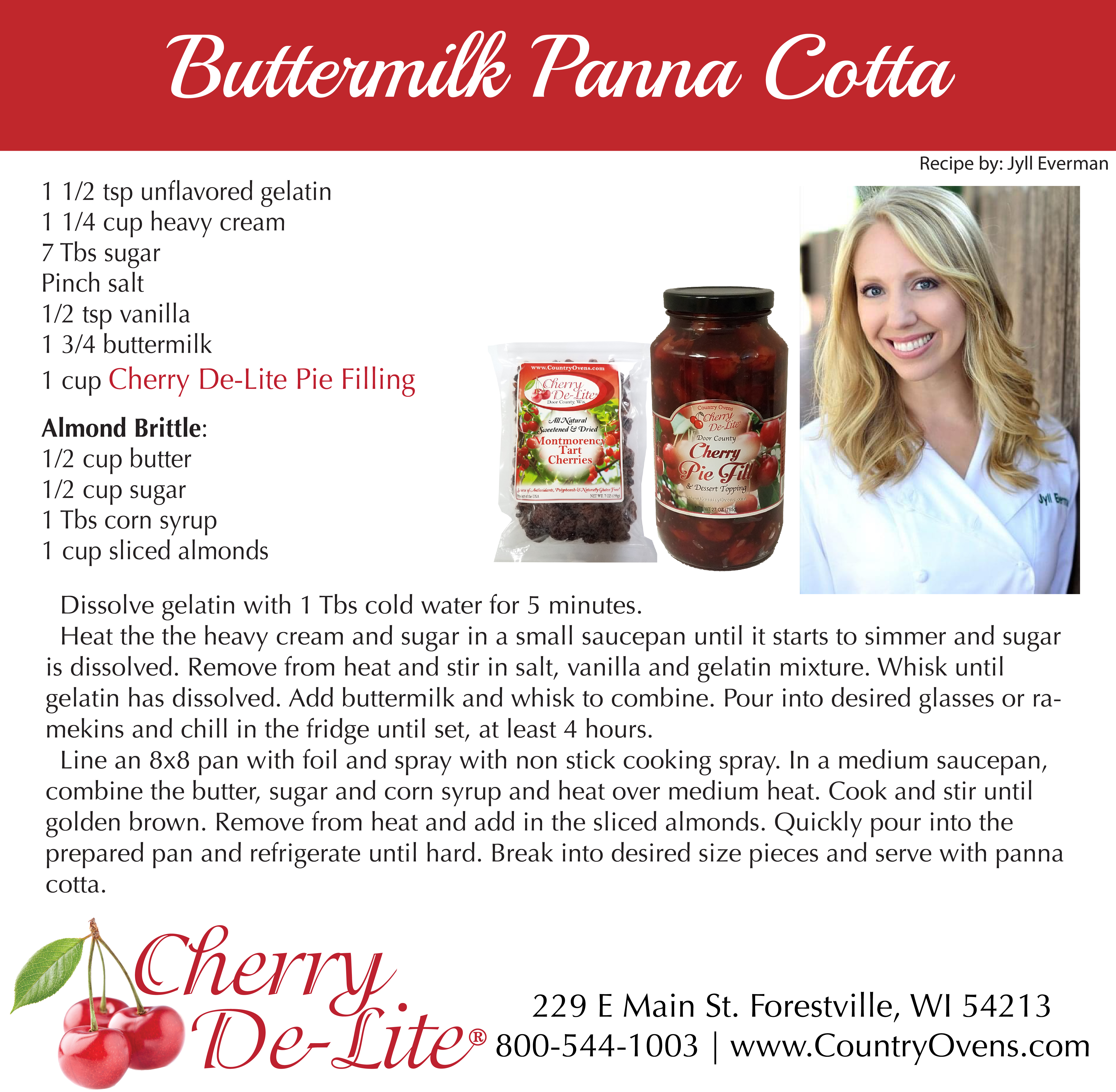 Chef Jyll Everman - Cherry Jalapeno Turkey Burger & Panna Cotta Dessert ...