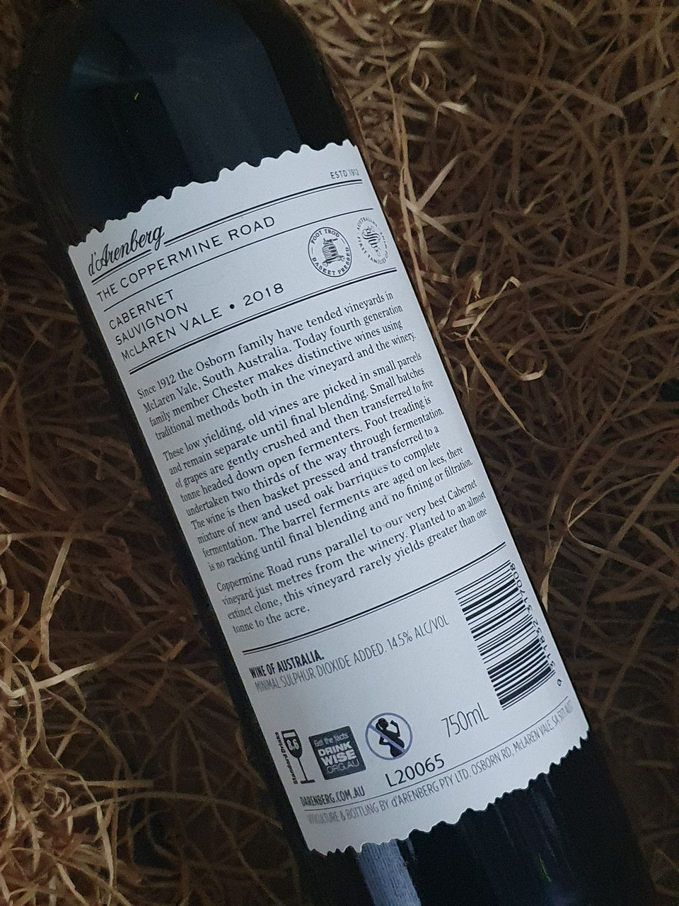 d'Arenberg Coppermine Road Cabernet Sauvignon 2018 - Melbourne Wine House