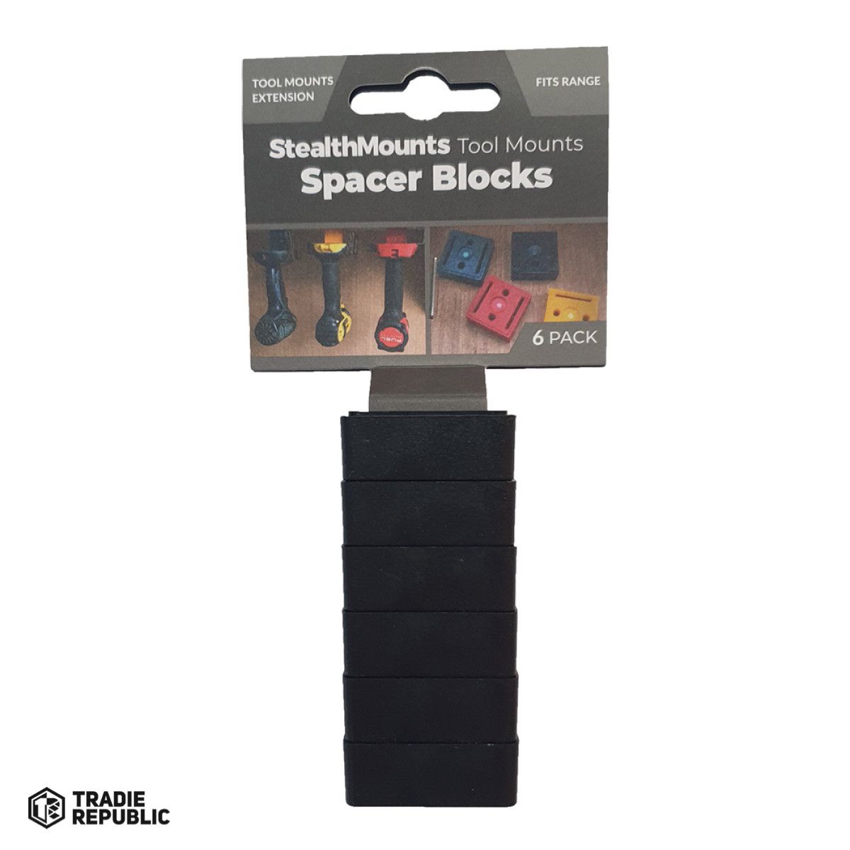 StealthMounts Black Tool Mount Spacer (12mm) - 6pack - Tradie Republic