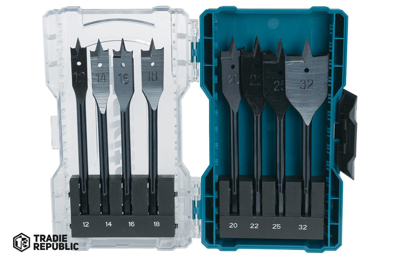 Makita 8pc 1/4" Hex Shank Flat Wood Spade Set - Tradie Republic