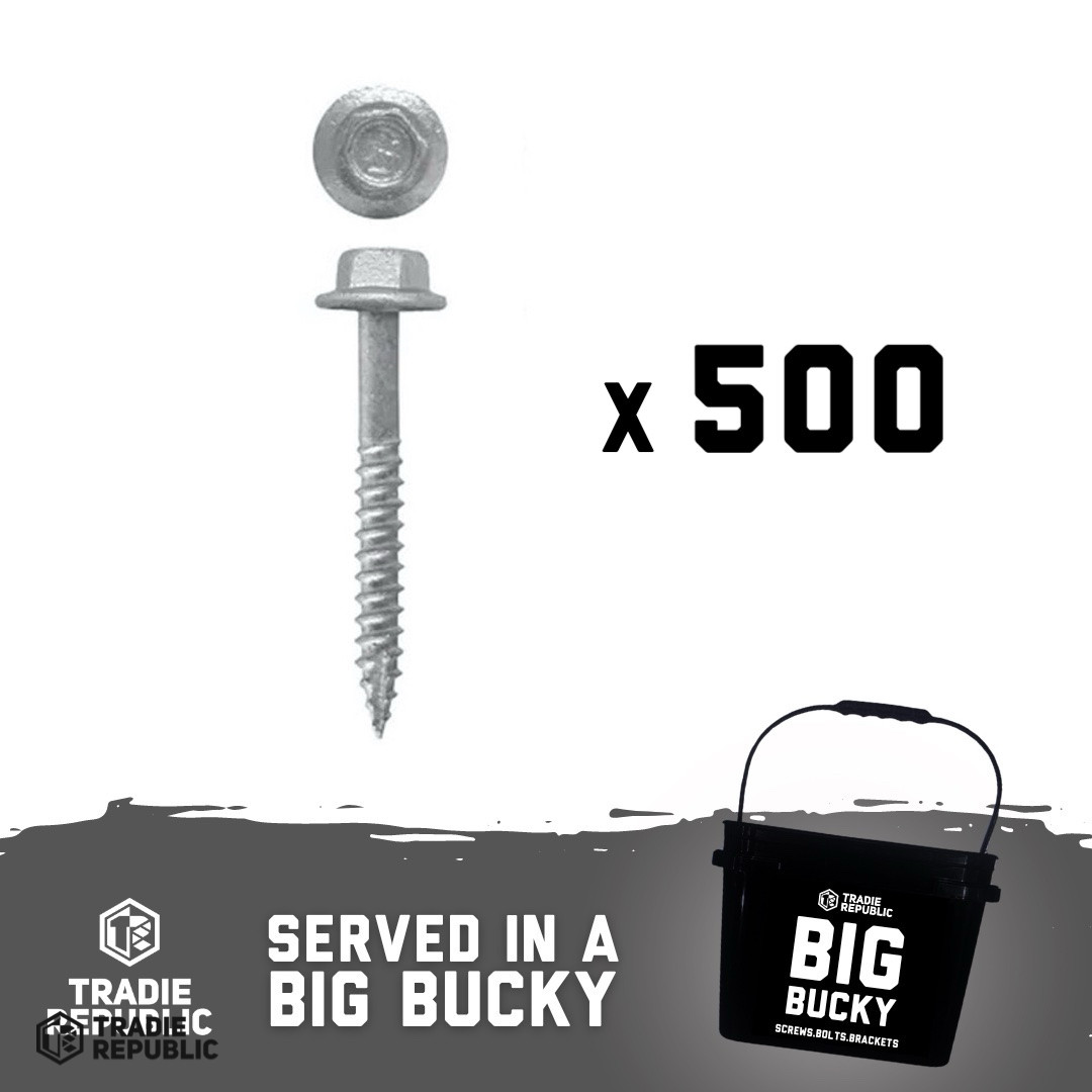 Galv HWF T17 Screw No Neo 14g x 75mm Qty 500 Bucky - Tradie Republic