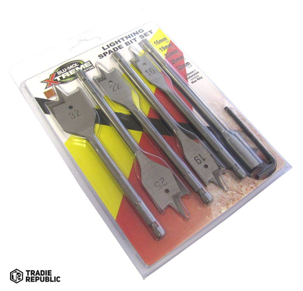 Blu-Mol 6 Pce Spadebit Set (16-32mm & 150mm Extension) - Tradie Republic