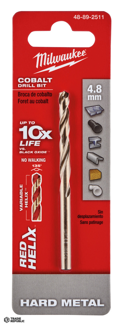 Milwaukee Red Helix Cobalt Drill Bit 4.8mm - Tradie Republic