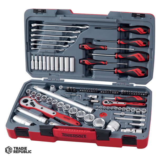 Teng 95pc 1/4 & 1/2in Dr. Metric Socket & Tool Set - Tradie Republic