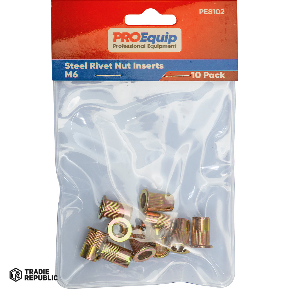 ProEquip M6 Steel Rivet Nut Inserts - 10pk - Tradie Republic