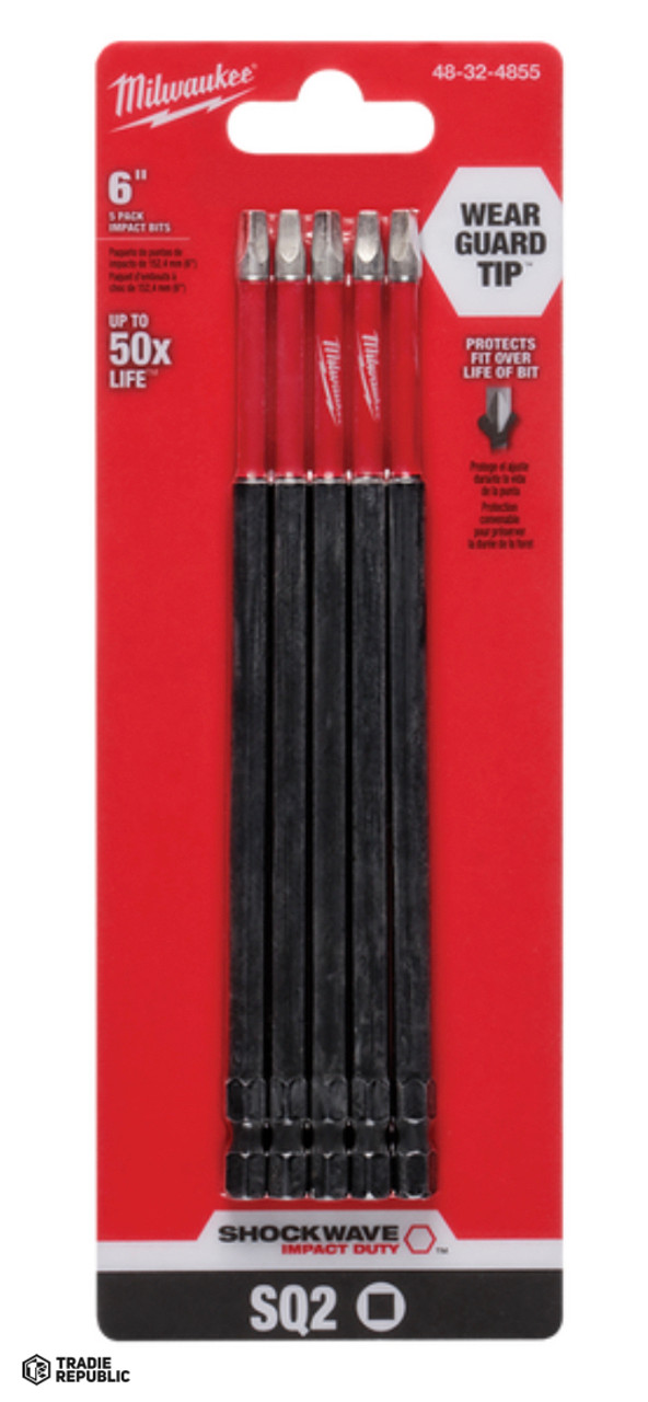 Milwaukee Shockwave SQ2 Impact Bit 5Pk 150mm - Tradie Republic