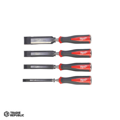 Milwaukee 4 Piece Bevelled Edge Wood Chisel Set - Tradie Republic
